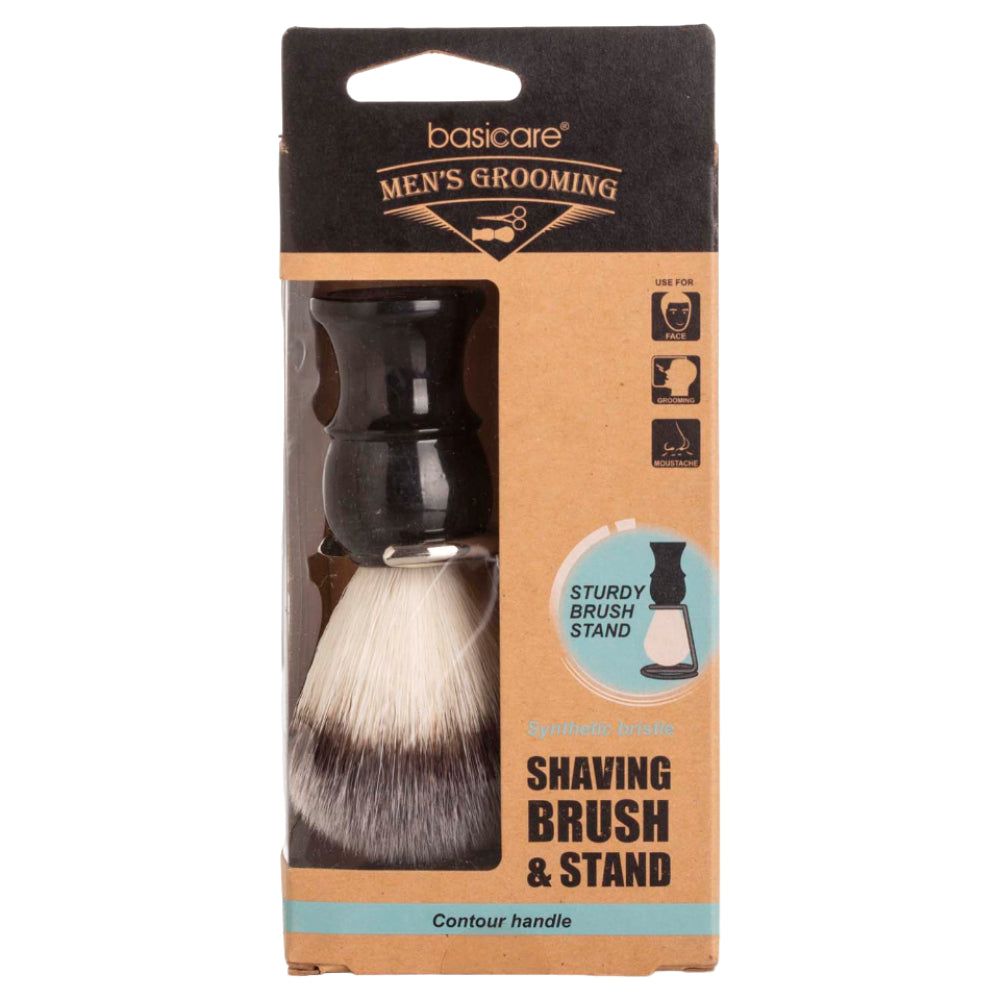 Basic Care Shaving Brush with Stainless Steel Stand/Premium - Image Beauty