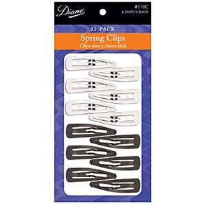 DIANE SPRING CLIPS-SILVER and BLACK 12 PACK-D11 - Image Beauty